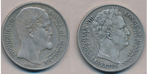 Tronskiftespecie Christian VIII – Frederik VII - udgivet i 1848 ...